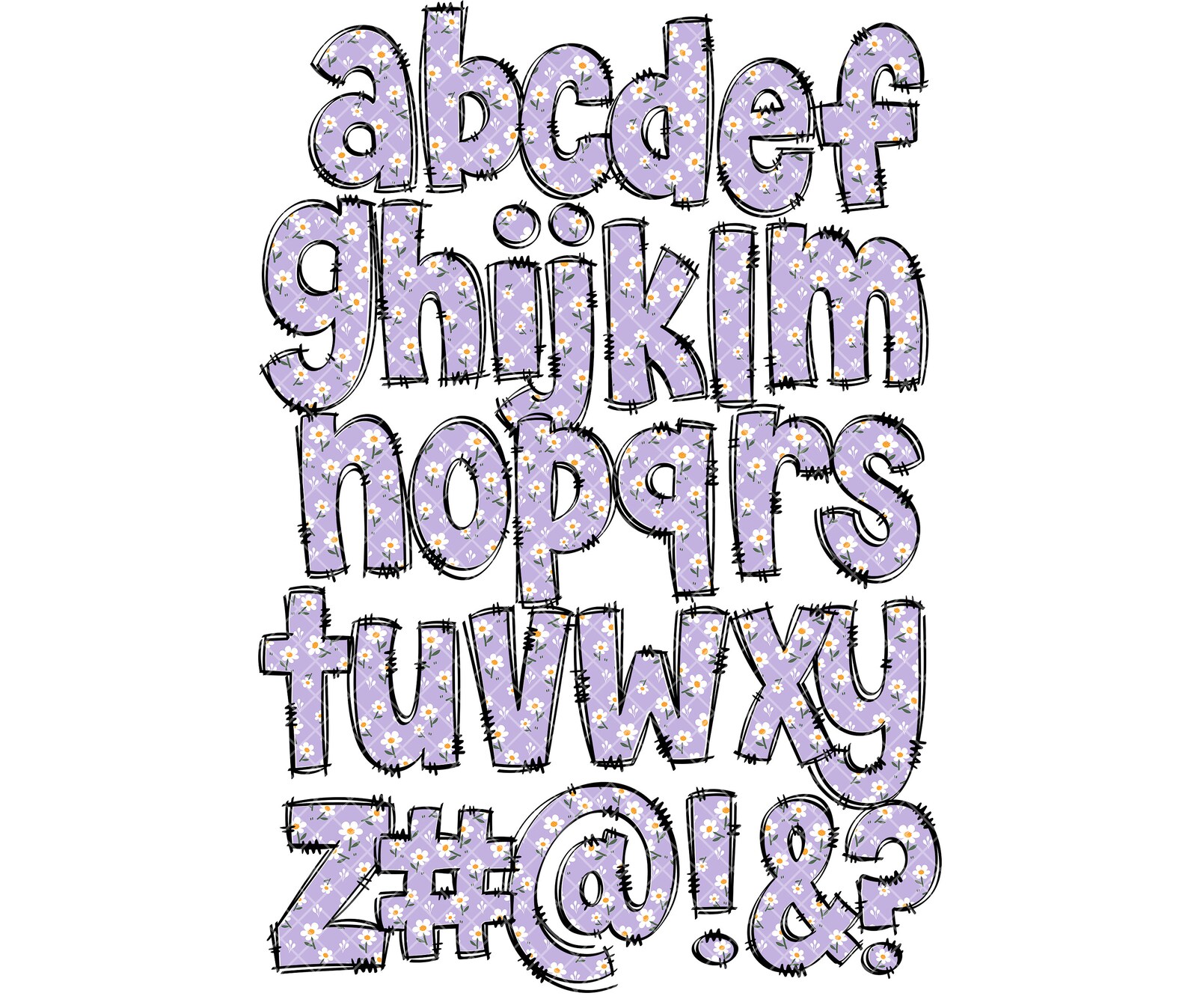 Purple Daisy Doodle Letters PNG Bundle Purple Flower Floral - Etsy