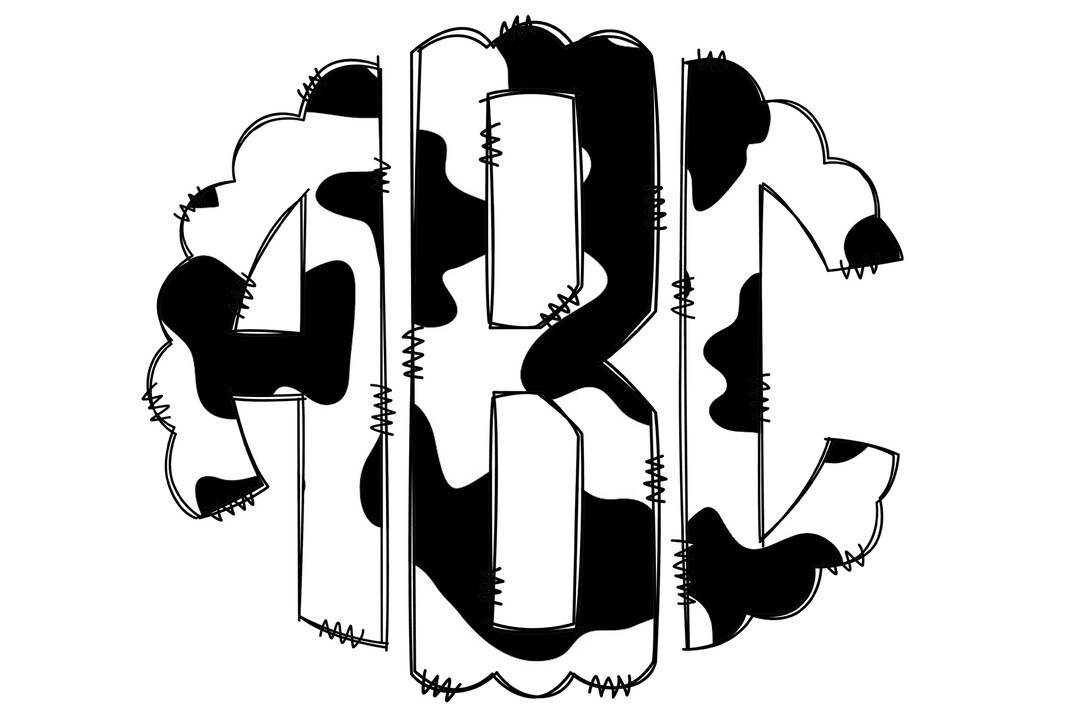 Cow Print Monogram PNG File, Sublimation Monogram, Monogram Clipart ...