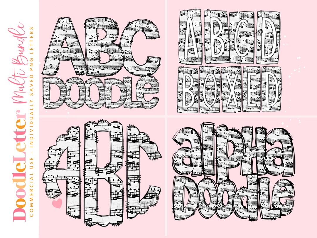 Musical Mega Doodle Letter Bundle, Alphabet Set, Clip Art Letters ...