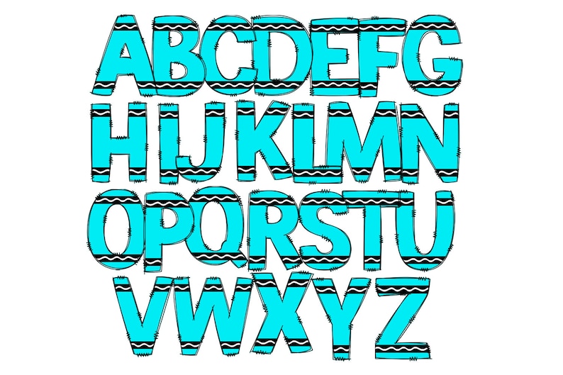 Crayon Doodle Letters, Back to School Font, Teacher Sublimation ...