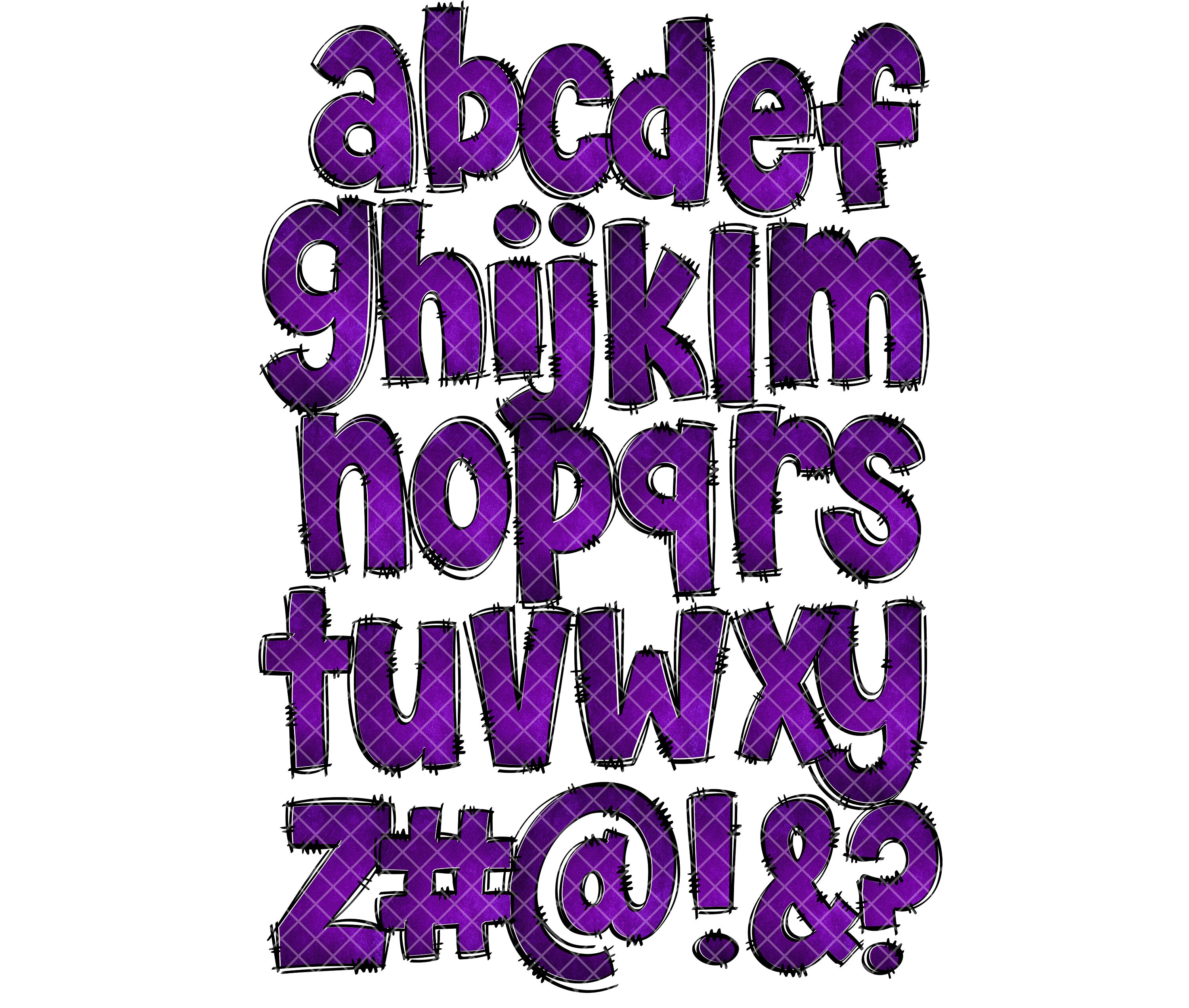 PURPLE Doodle Alphabet Letters PNG Bundle Deep Purple Rustic - Etsy