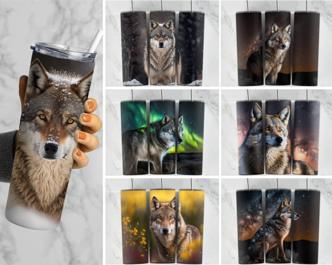 Wolf Tumbler Bundle, Tumbler Wraps for 20 Oz Sublimation Tumbler Bundle ...