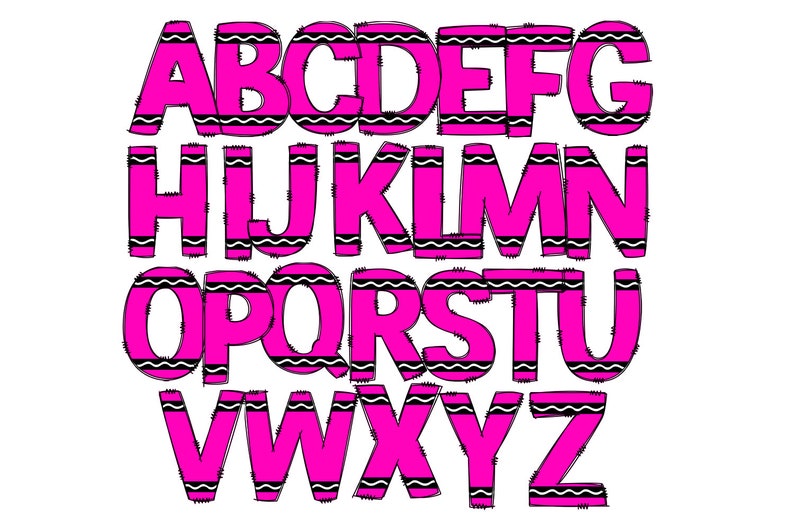 Crayon Doodle Letters, Back to School Font, Teacher Sublimation ...