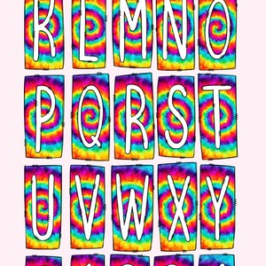Tie Dye Mega Doodle Letter Bundle, Alphabet Set, Clip Art Letters ...