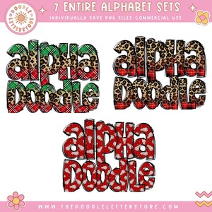 Christmas Clip Art + Doodle Letters and Numbers, Uppercase Alphabet Set ...