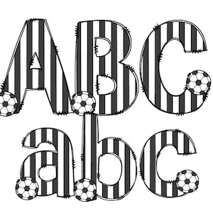 Soccer Alphabet Letters PNG Bundle, Soccer Ball Sports Lover Hand Drawn ...