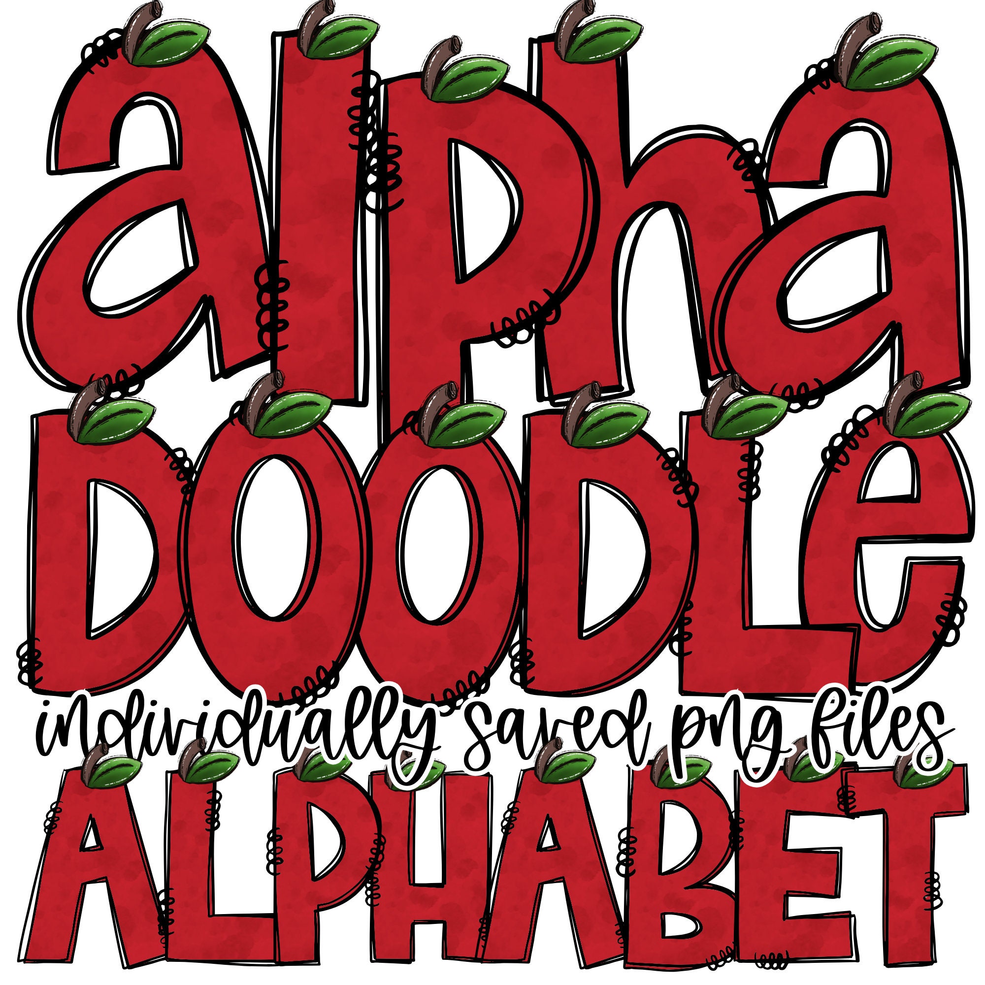 Teacher Doodle Letters, Back to School, Pencil Hand Drawn Doodle Alpha ...