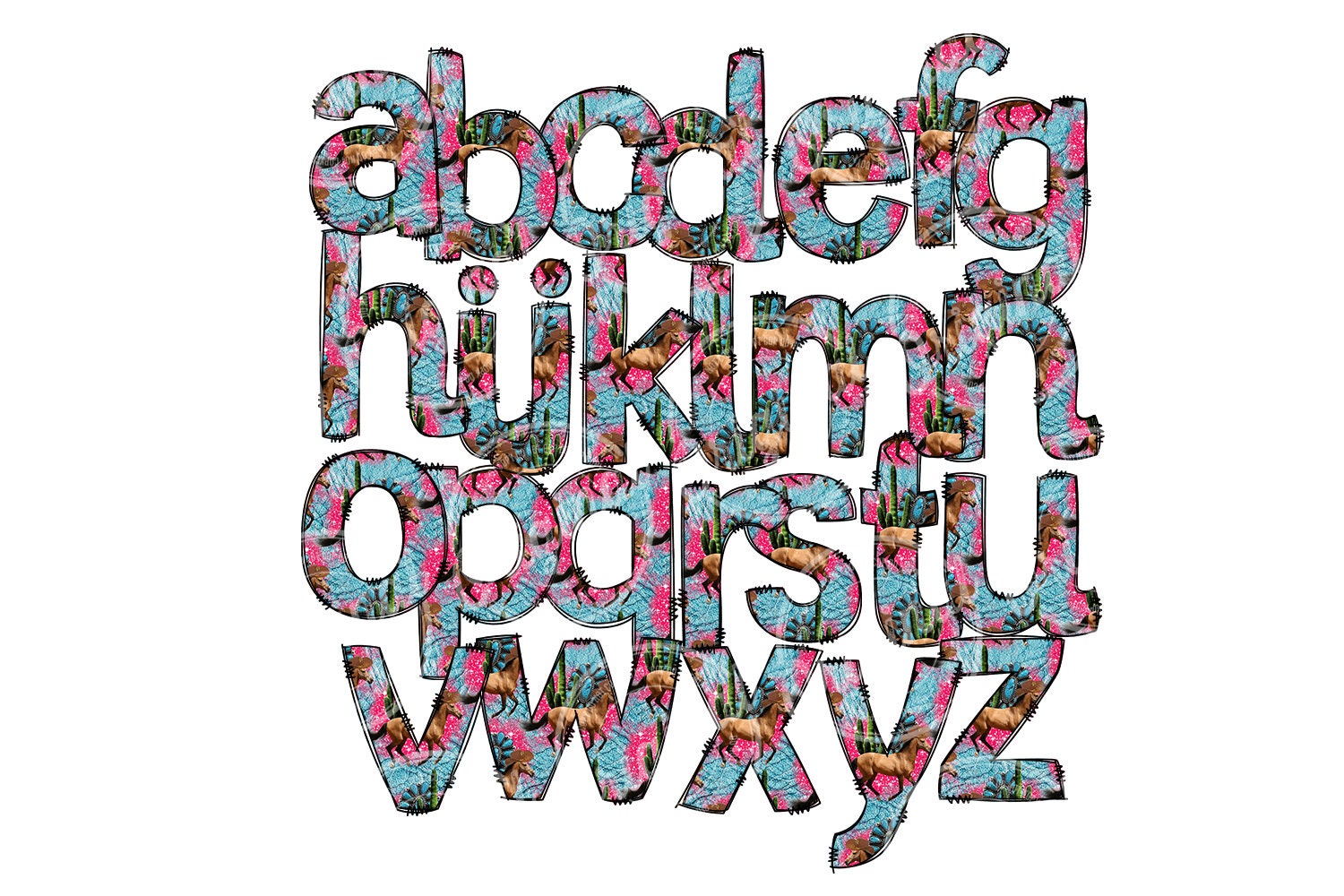 Horse Tumbler Doodle Letter Set Add Your Own Name Cowgirl | Etsy