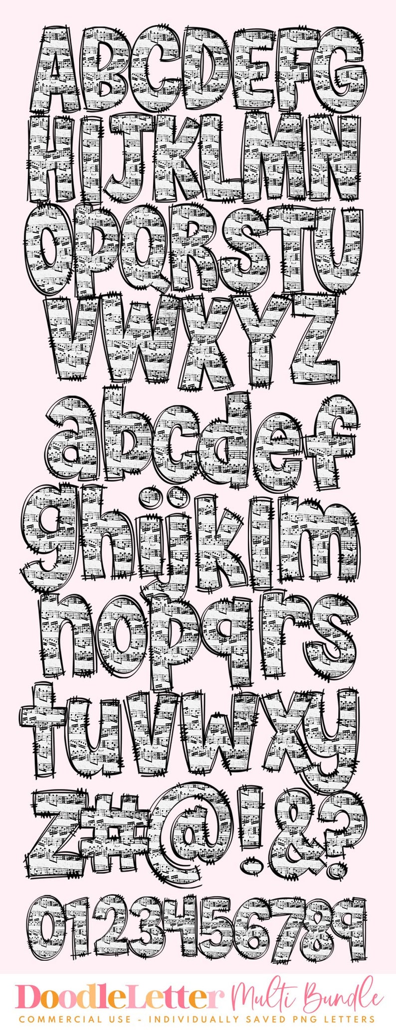 Musical Mega Doodle Letter Bundle, Alphabet Set, Clip Art Letters ...