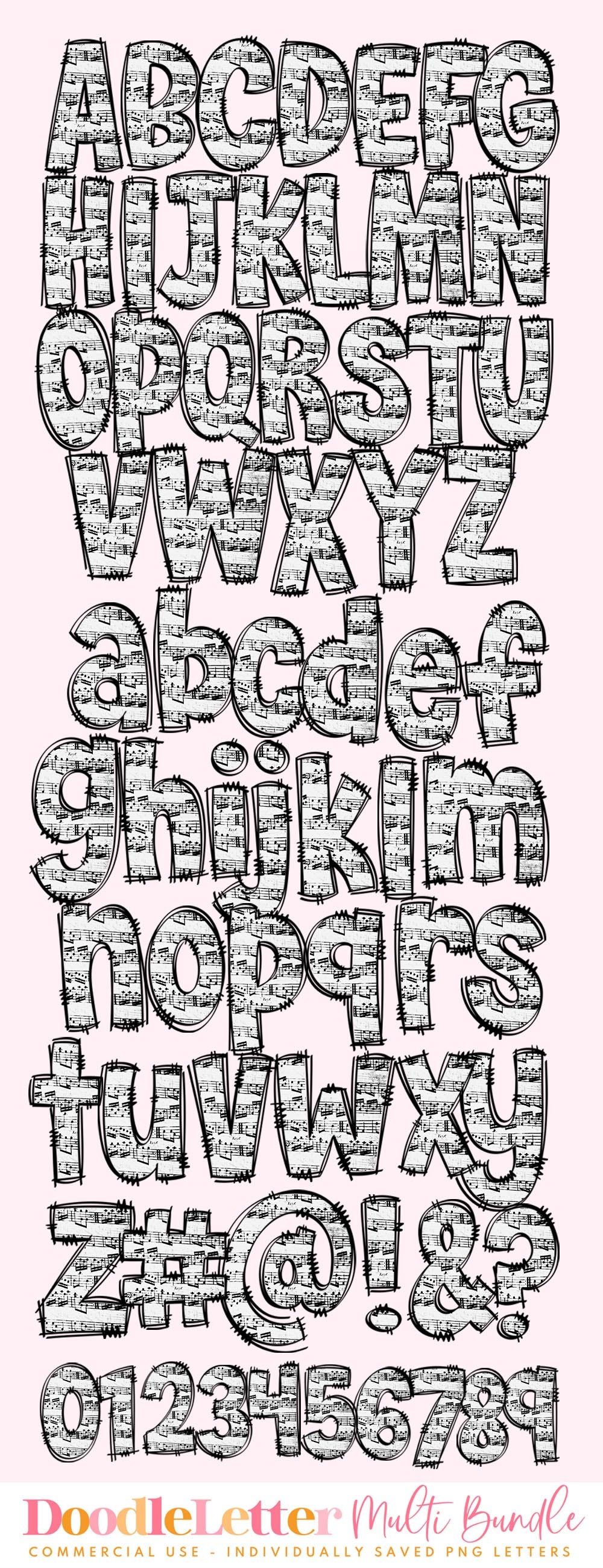 Musical Mega Doodle Letter Bundle, Alphabet Set, Clip Art Letters ...
