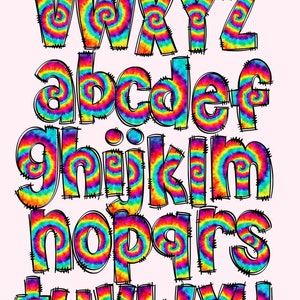Tie Dye Mega Doodle Letter Bundle, Alphabet Set, Clip Art Letters ...