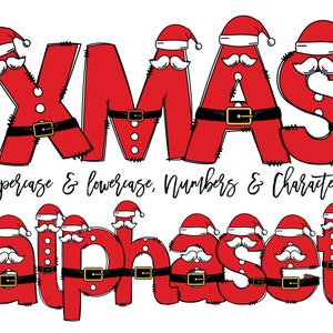 Christmas Doodle Letters, Santa Sublimation Font, Xmas Doodle Alpha ...