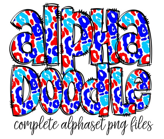 USA Leopard Doodle Letters Hand Drawn Doodle Alpha Bundle - Etsy