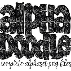 Spider Web Alphabet Doodle Letters, Spider Web Print Hand Drawn Doodle ...