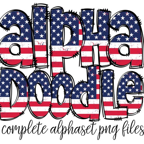 Patriotic Doodle Alphabet Bundle 4th of July PNG Letters - Etsy