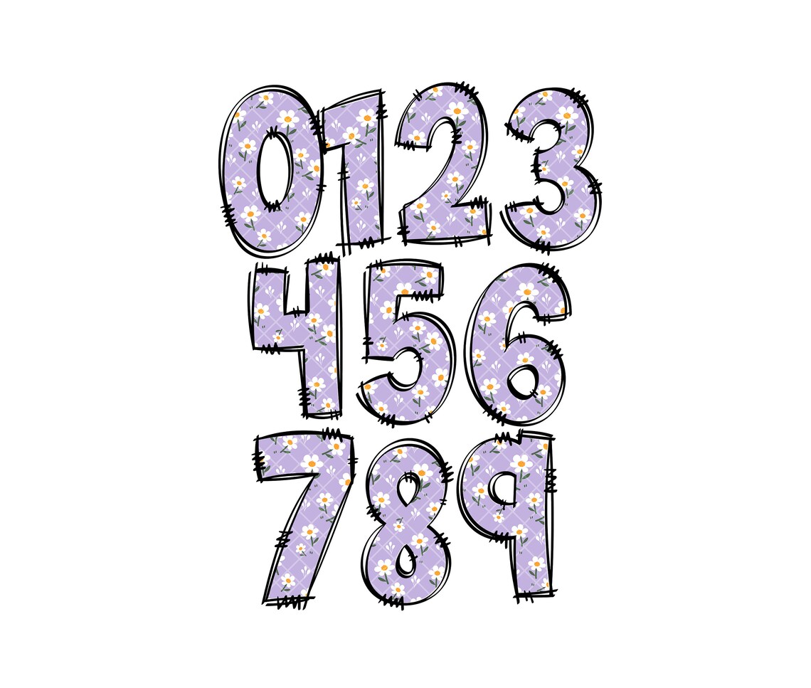 Purple Daisy Doodle Letters PNG Bundle Purple Flower Floral - Etsy