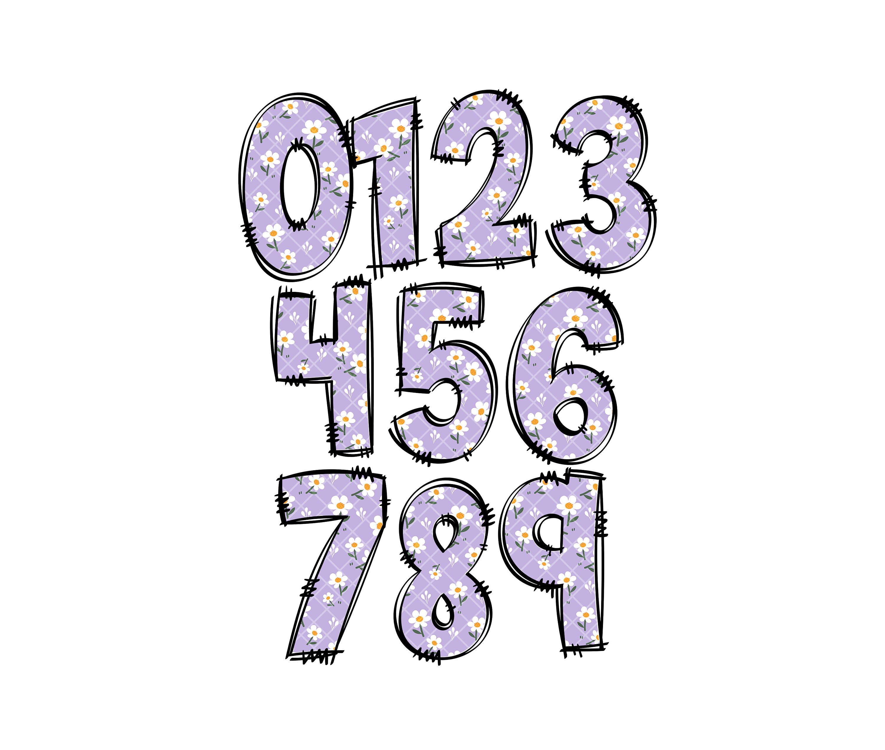 Purple Daisy Doodle Letters PNG Bundle Purple Flower Floral - Etsy