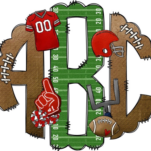 Football Alphabet Letters PNG Bundle Grid Iron Sports Doodle - Etsy
