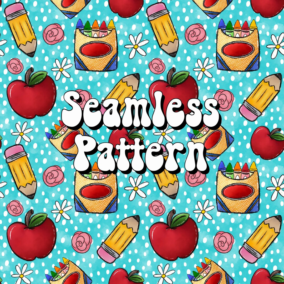 Watercolor Seamless Pattern Teacher Schoool April Pencil Pattern ...