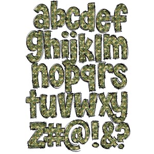 Camo Doodle Letters, Hand Drawn Doodle Alpha Bundle Patterned Numbers ...