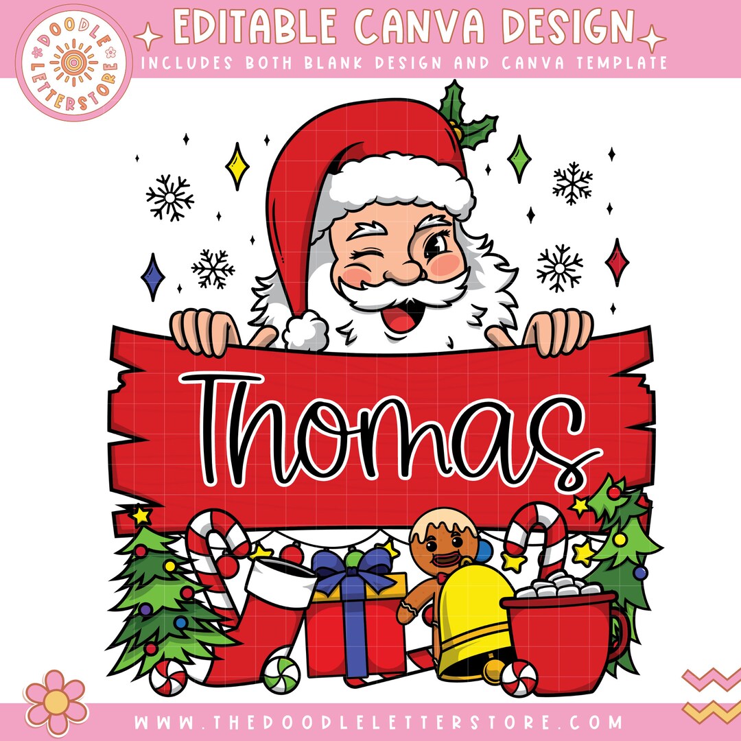 EDITABLE Christmas Name Holder, Canva Template, Make Your Own Name ...