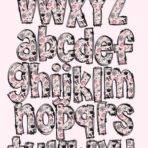 Pink Halloween Mega Doodle Letter Bundle, Alphabet Set, Clip Art ...