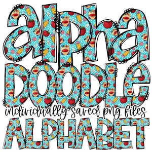 Teacher Doodle Letters, Back to School, Pencil Hand Drawn Doodle Alpha ...