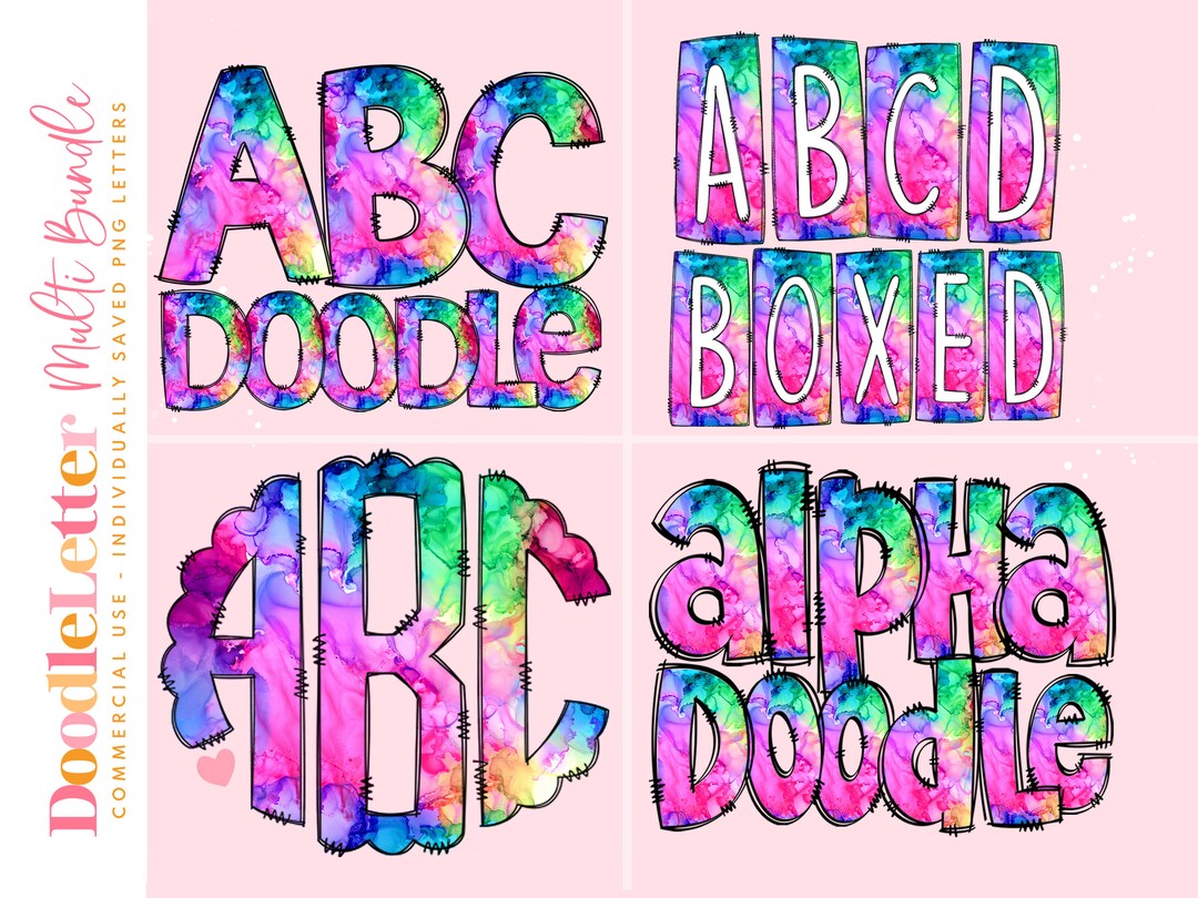 Alcohol Ink Rainbow Mega Doodle Letter Bundle, Alphabet Set, Clip Art ...
