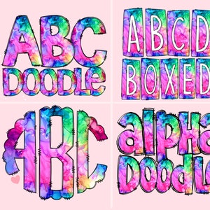 Alcohol Ink Rainbow Mega Doodle Letter Bundle, Alphabet Set, Clip Art ...
