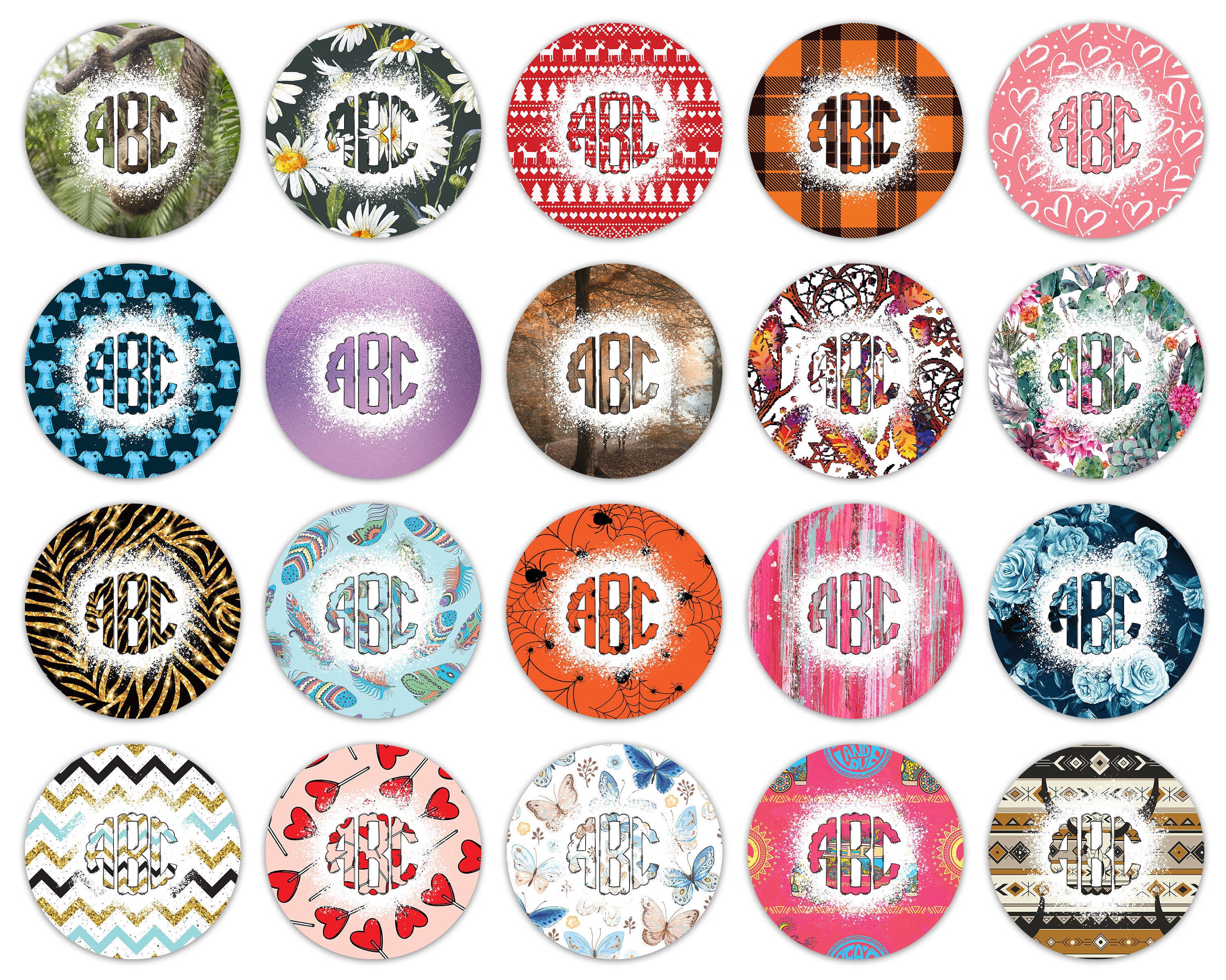 Car Coaster Bundle With Matching Monograms Clip Art Design | Etsy