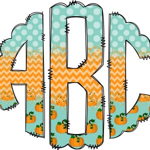 Fall Monogram Letters, Digital Download, Autumn Scalloped Doodle Letter ...