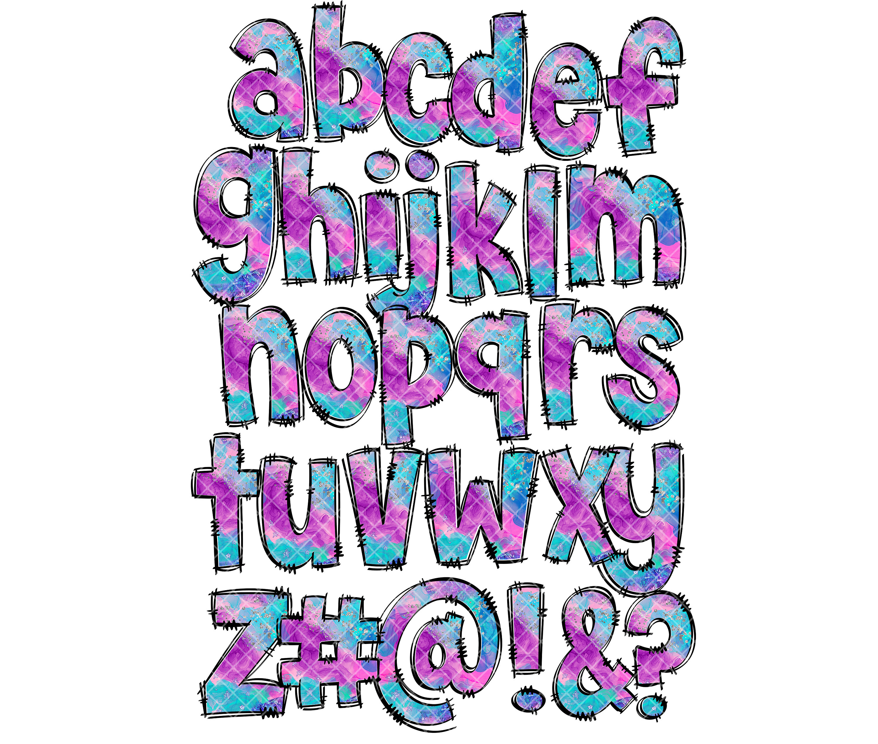 Pink Purple Blue Glitter Abstract Alphabet Letters PNG Bundle - Etsy