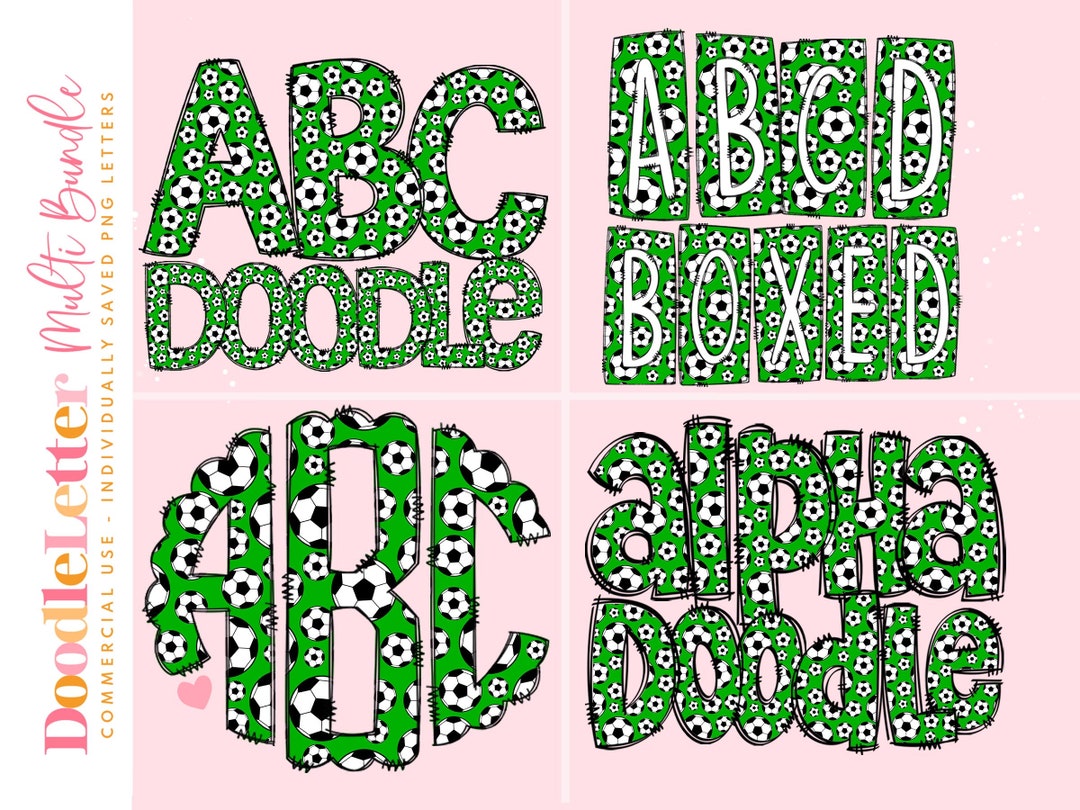 Soccer Mega Doodle Letter Bundle, Alphabet Set, Clip Art Letters ...