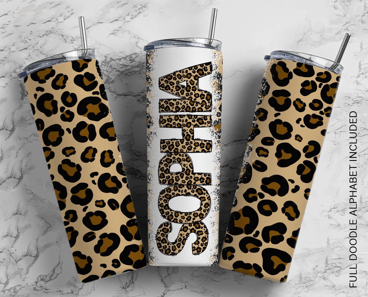 Cheetah Doodle Letters With Matching Tumbler Design Brown - Etsy