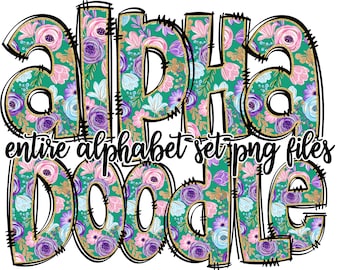 Floral Alphabet Letters PNG Bundle, Alphabet Clipart, Floral Hand Drawn ...