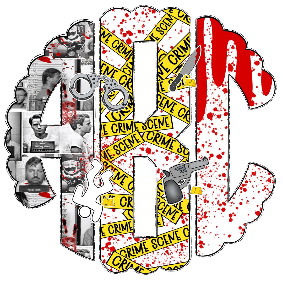 Serial Killer True Crime Scene Doodle Monogram Clip Art Attached Middle ...