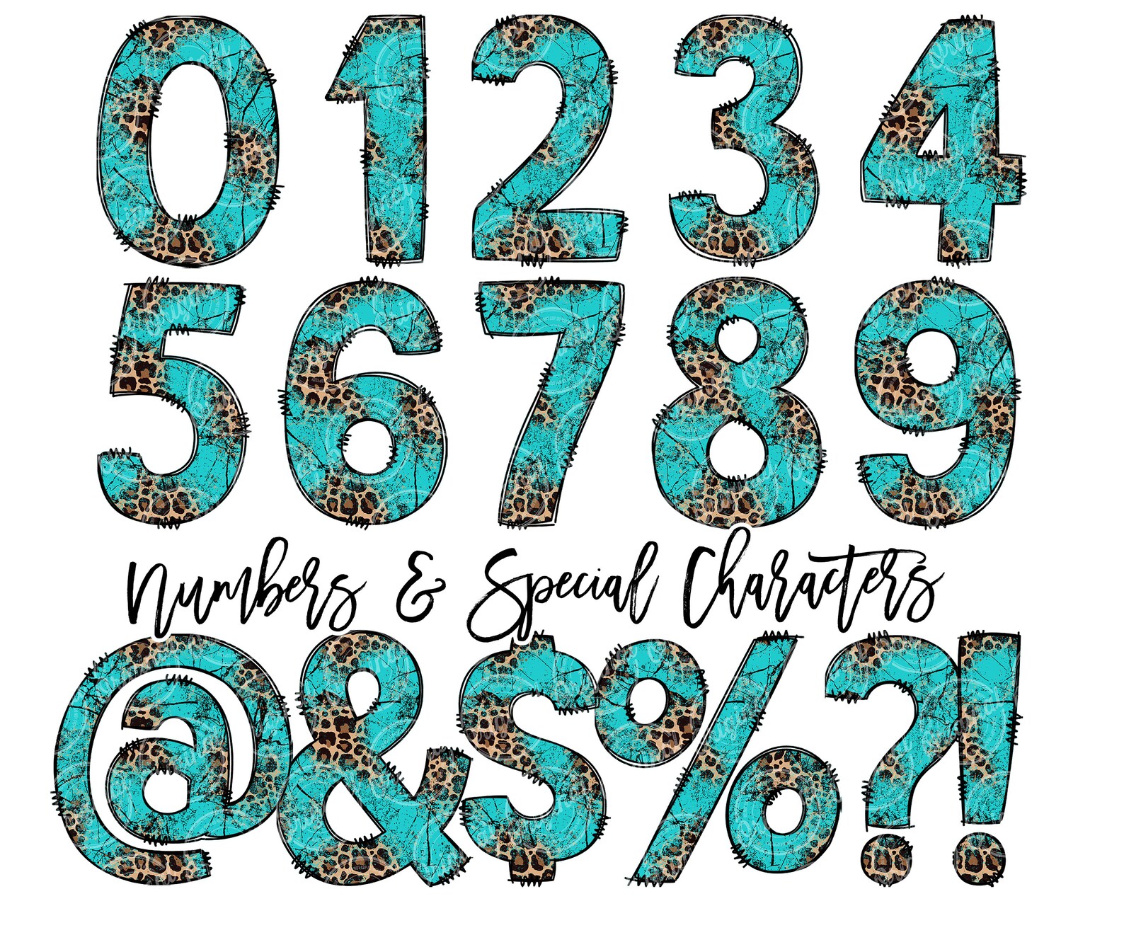 Leopard Turquoise Print Alphabet Letters Bundle, Cheetah Bleach Western ...