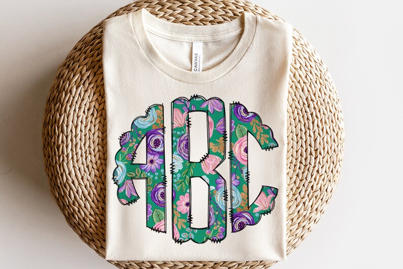 Floral Monogram PNG File Sublimation Monogram Monogram - Etsy