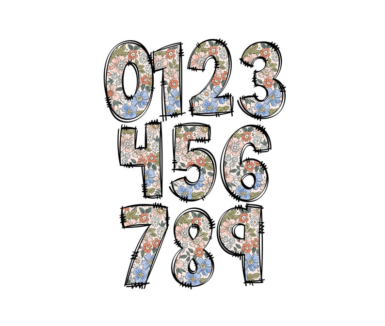 Retro Boho Floral Doodle Letters, Hand Drawn Doodle Alpha Bundle ...