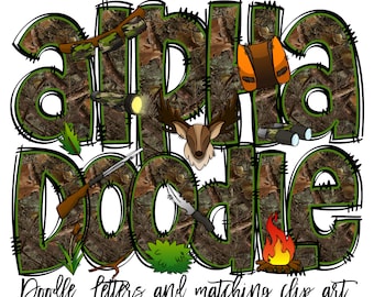Camo Doodle Alphabet Letters PNG Bundle, Military Camouflage, Army ...