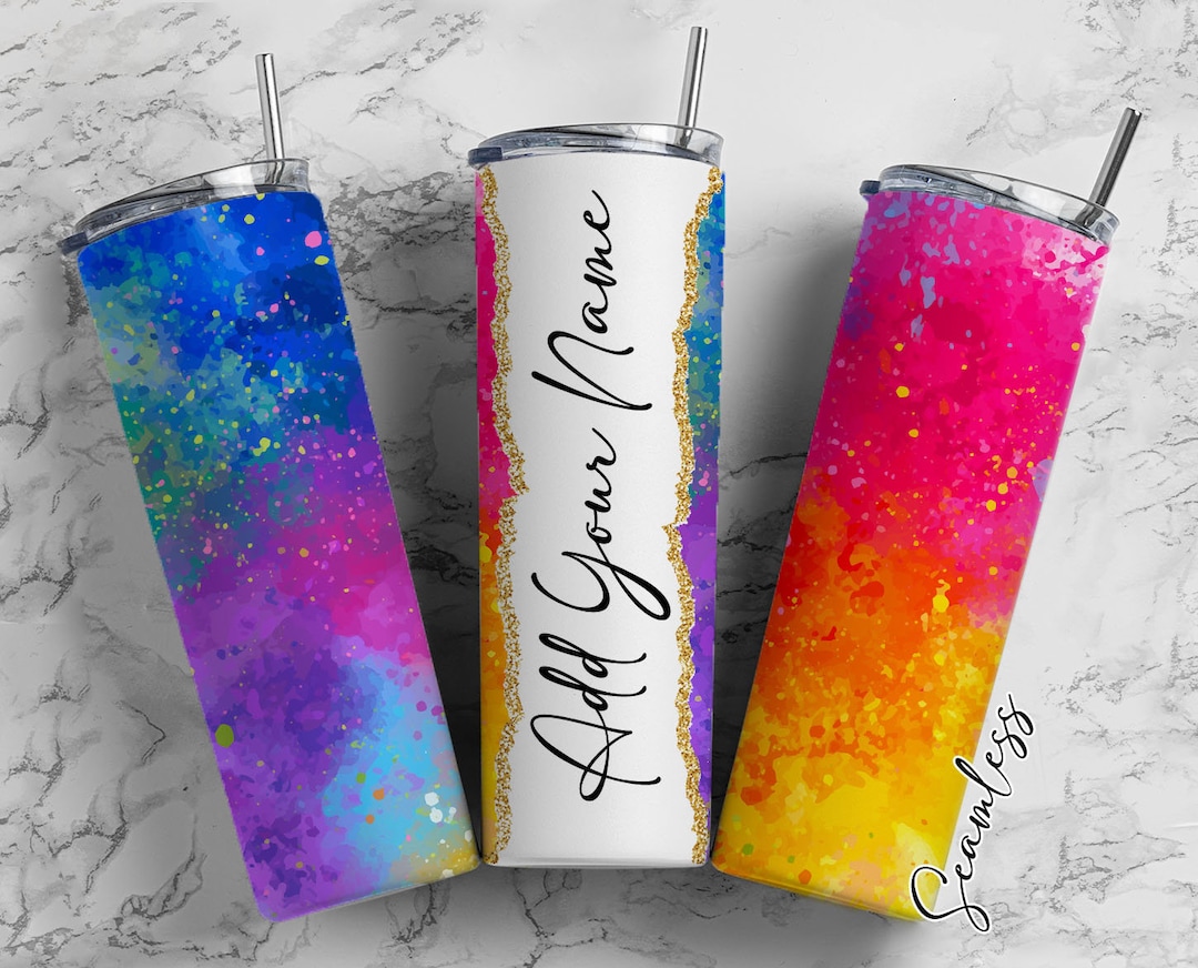 Rainbow Ink Splatter Add Your Own Name 20oz Sublimation - Etsy
