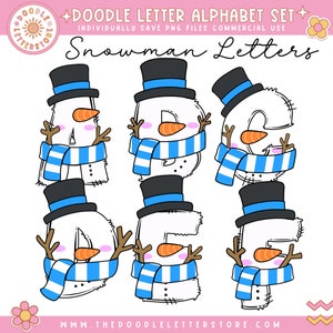 Christmas Clip Art Doodle Letters, Uppercase Alphabet Set, Retro ...