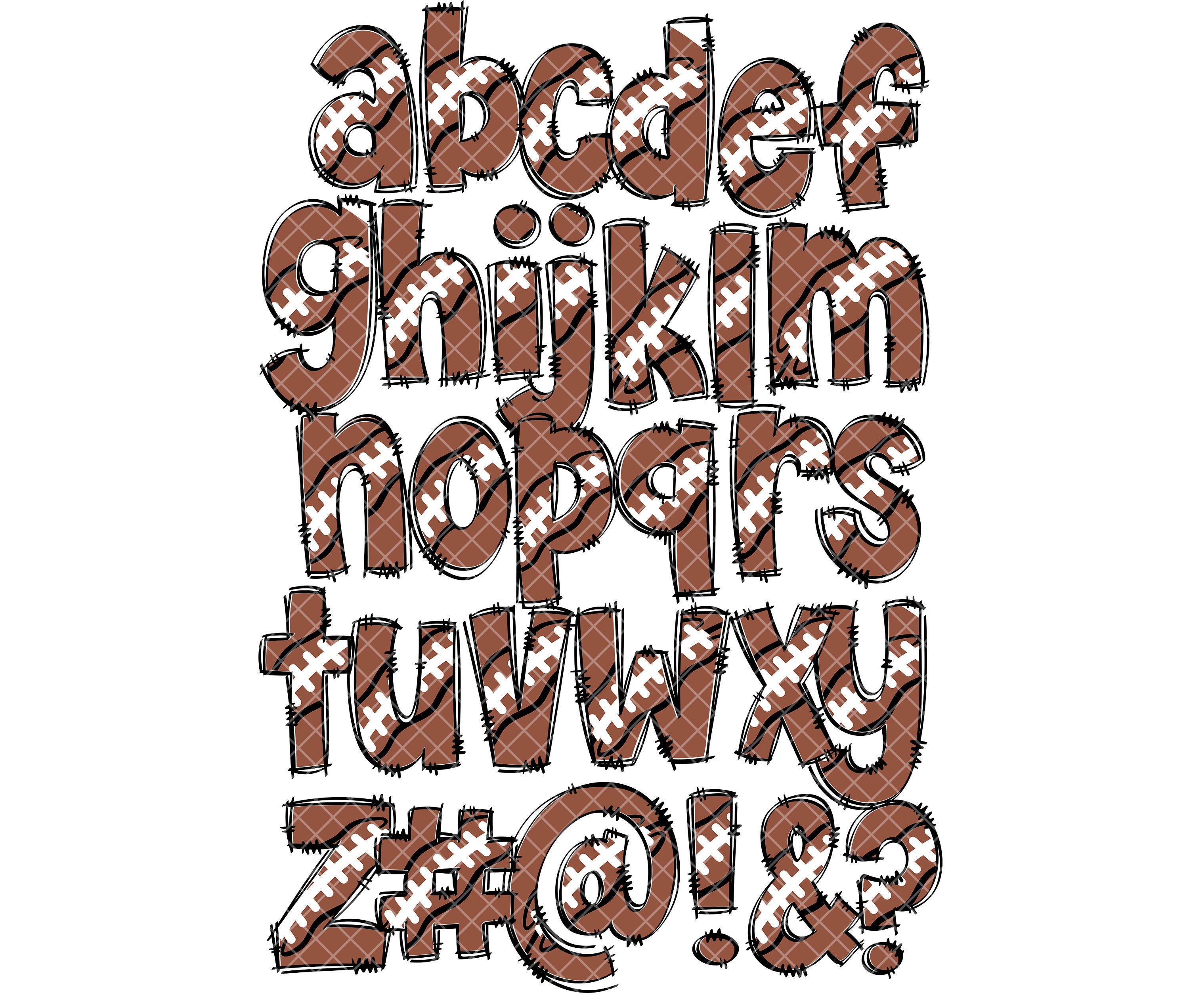 Football Alphabet Letters PNG Bundle Grid Iron Sports Doodle - Etsy