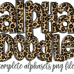 Glitter Leopard Print Doodle Alphabet Letters PNG Bundle, Cheetah ...