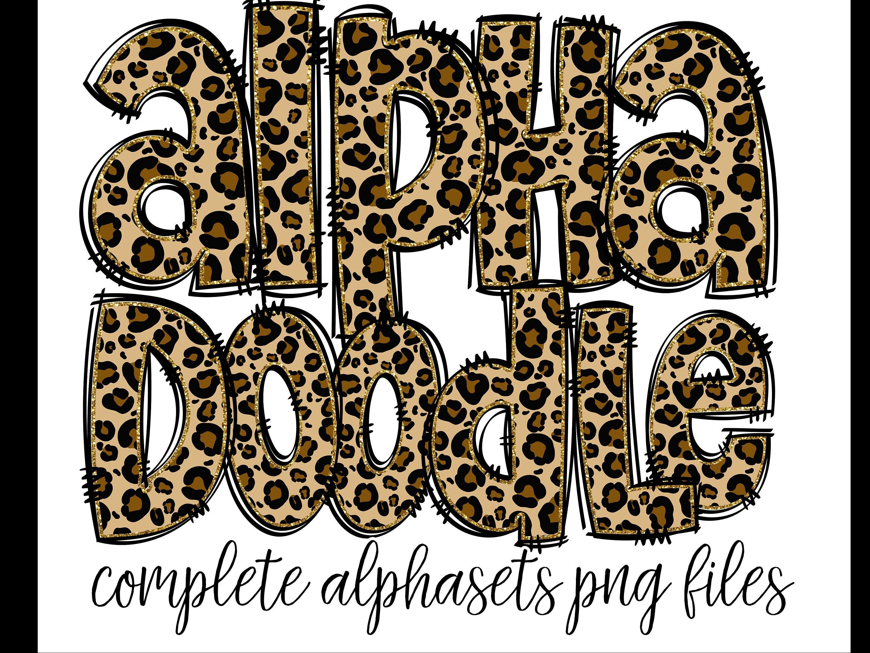 Glitter Leopard Print Doodle Alphabet Letters PNG Bundle - Etsy