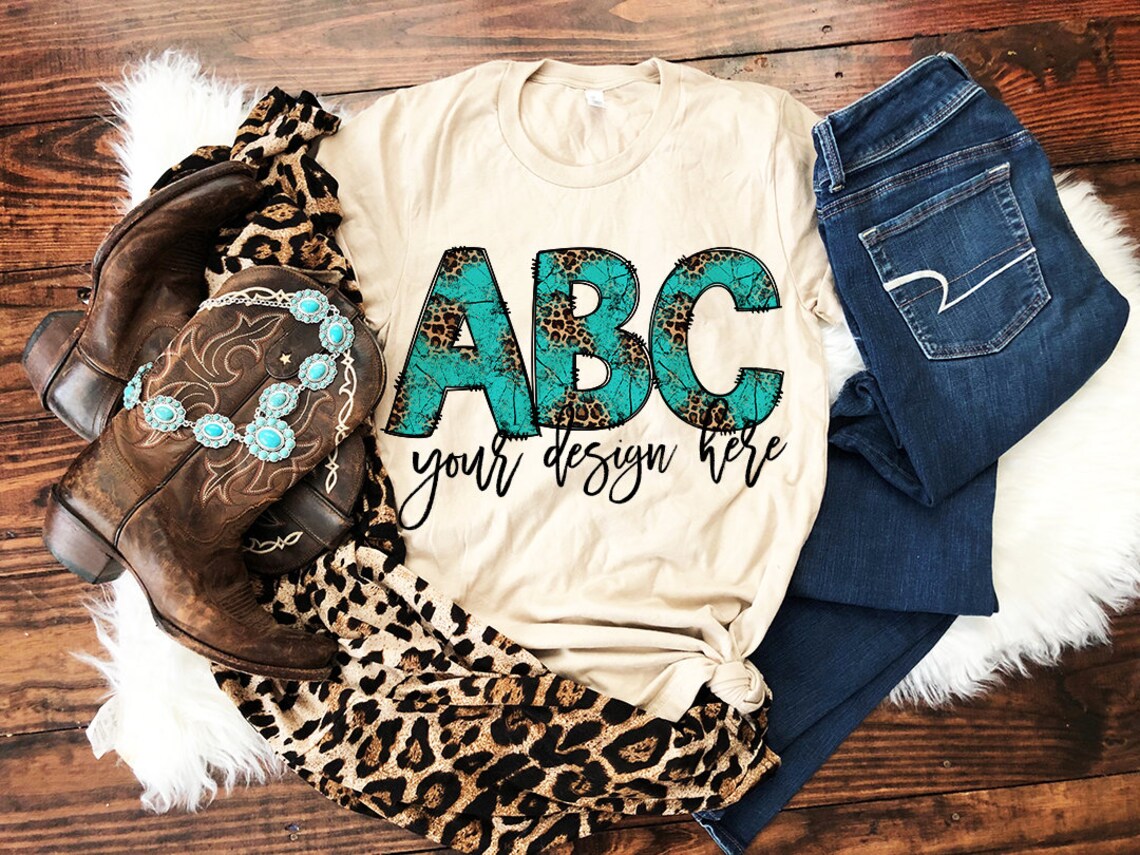 Leopard Turquoise Print Alphabet Letters Bundle, Cheetah Bleach Western ...