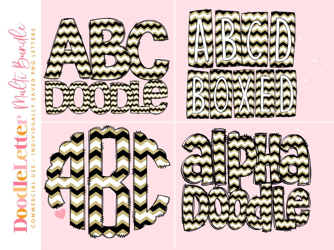 Graduation Chevron Gold Mega Doodle Letter Bundle, Alphabet Set, Clip ...