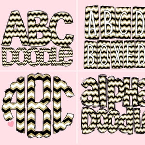 Graduation Chevron Gold Mega Doodle Letter Bundle, Alphabet Set, Clip ...