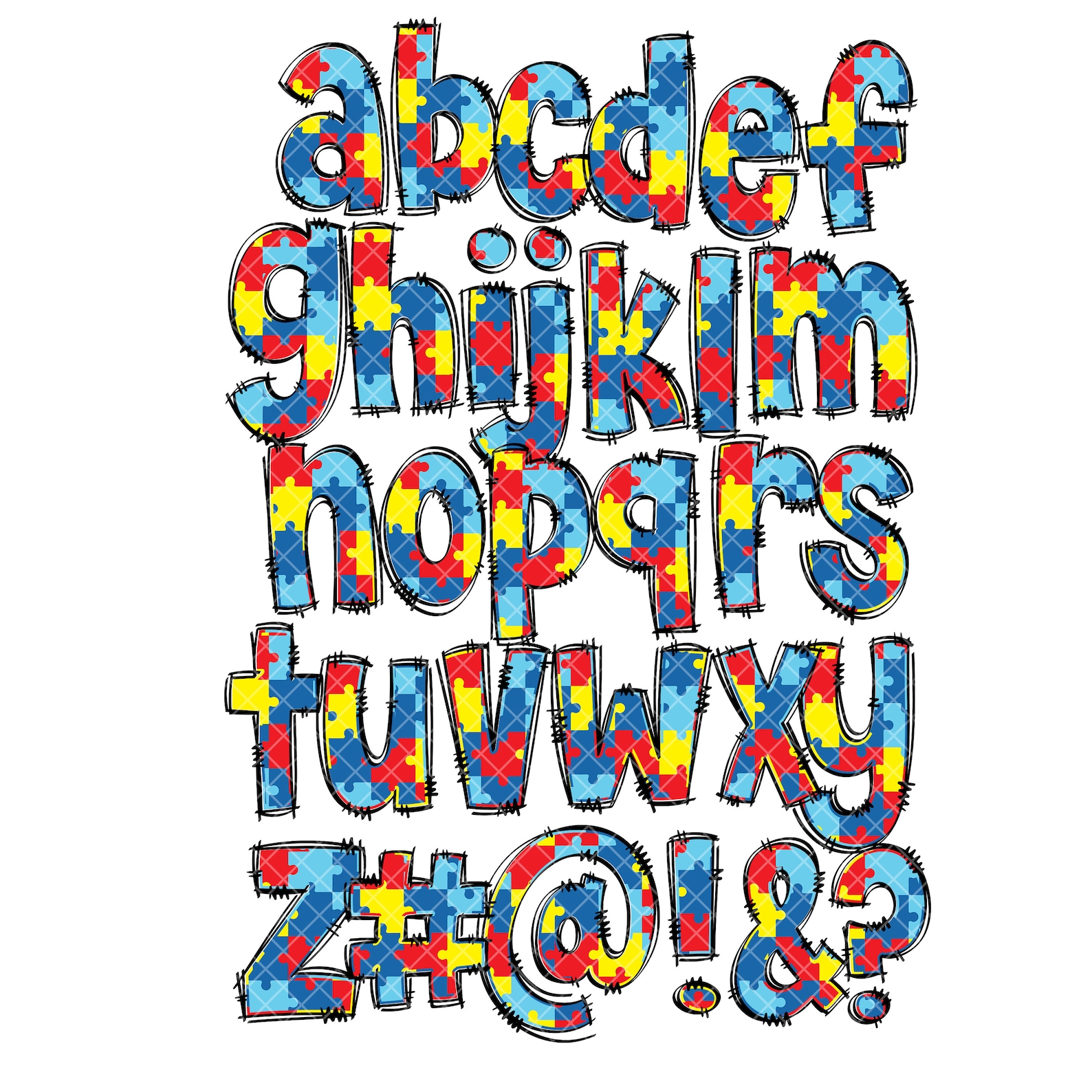 Autism Alphabet Letters PNG Bundle Autistic Awareness Print - Etsy