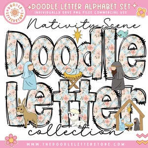 Nativity Christmas Clip Art + Doodle Letters and Numbers, Christian ...